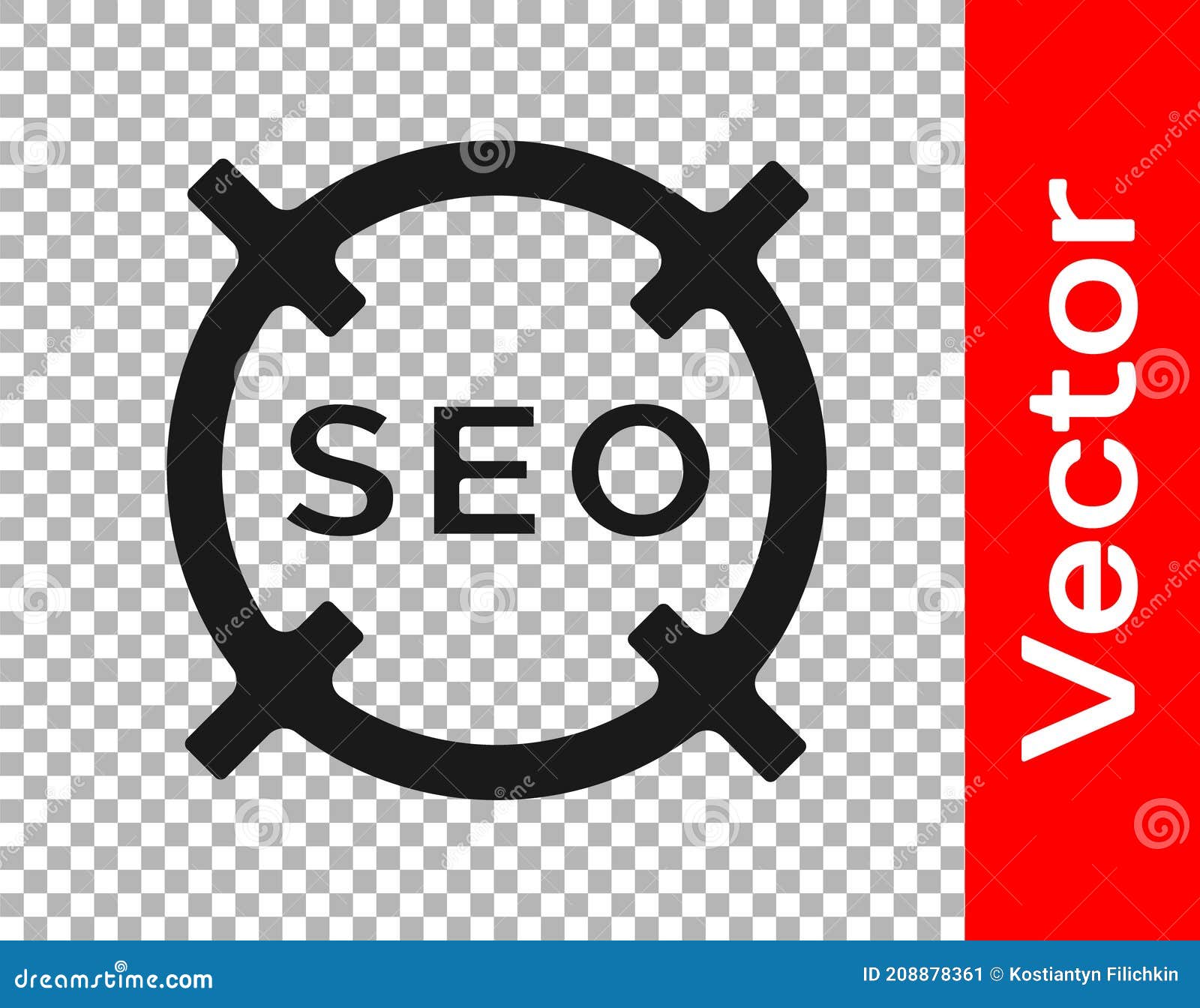 Black SEO Optimization Icon Isolated on Transparent Background. Vector ...
