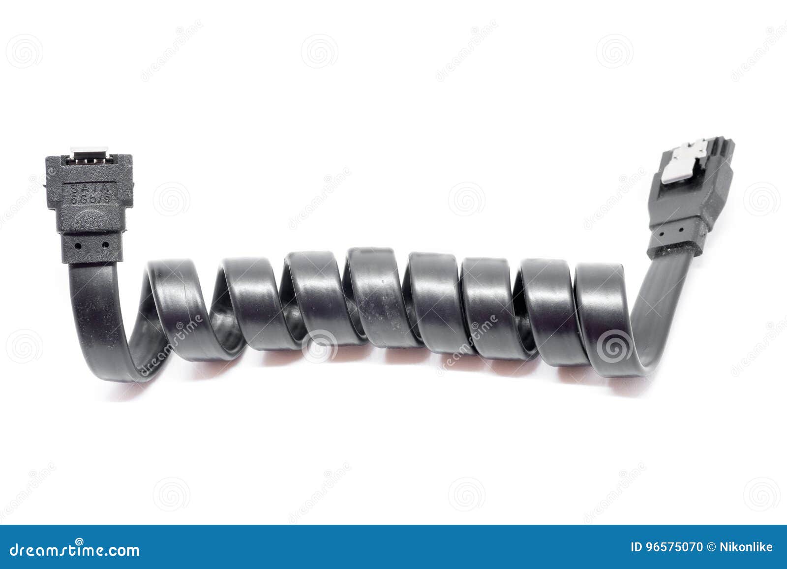 Black Serial-ATA Cable on White. Stock Photo - Image of information ...