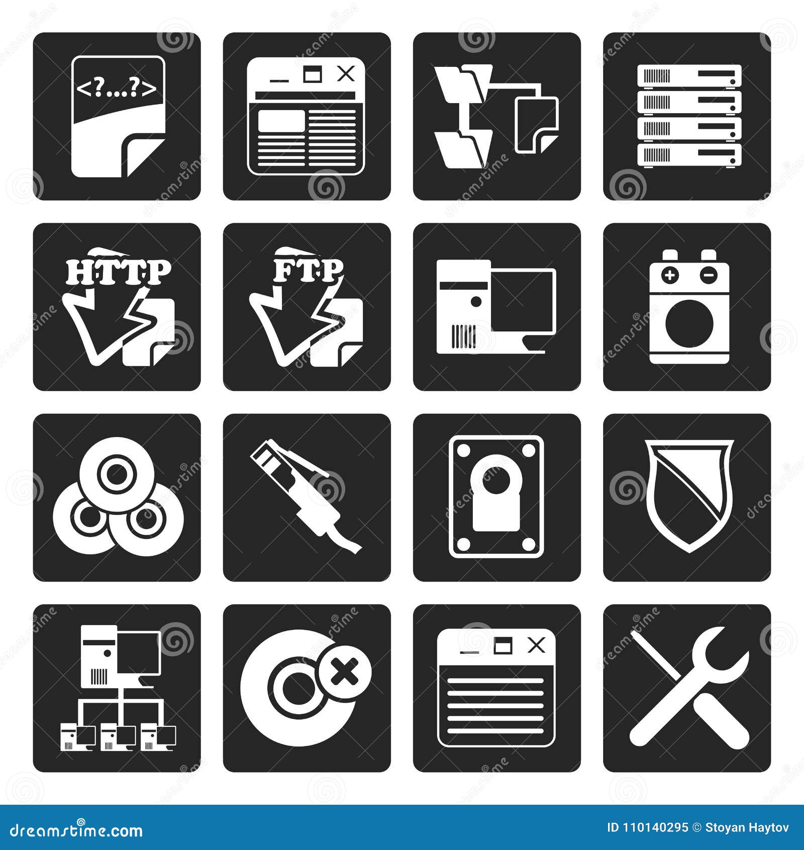 Black Server Side Computer Icons Stock Vector - Illustration of http ...