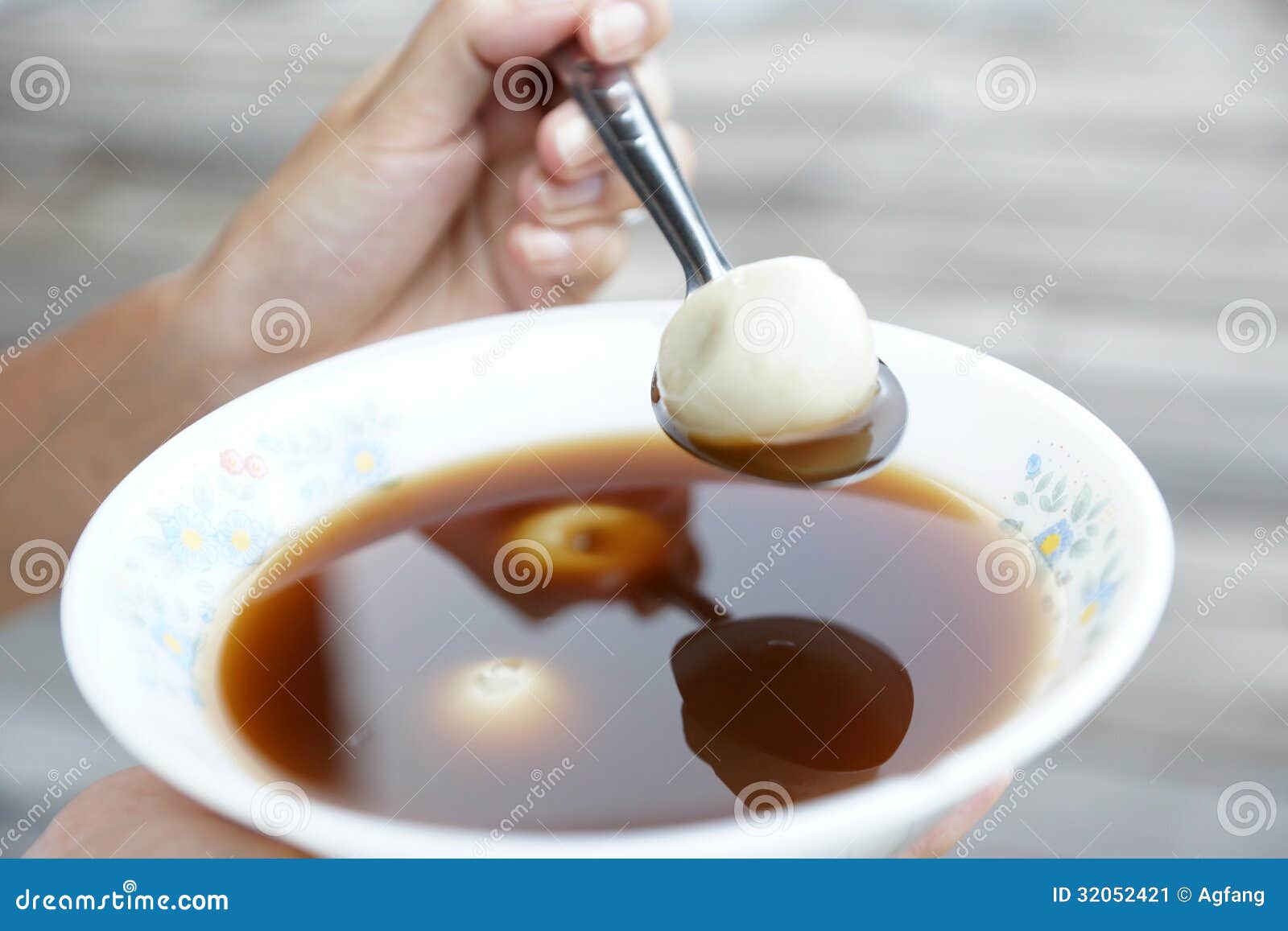 Black Sesame Dumpling in Ginger Tea Stock Image - Image of dumpling ...