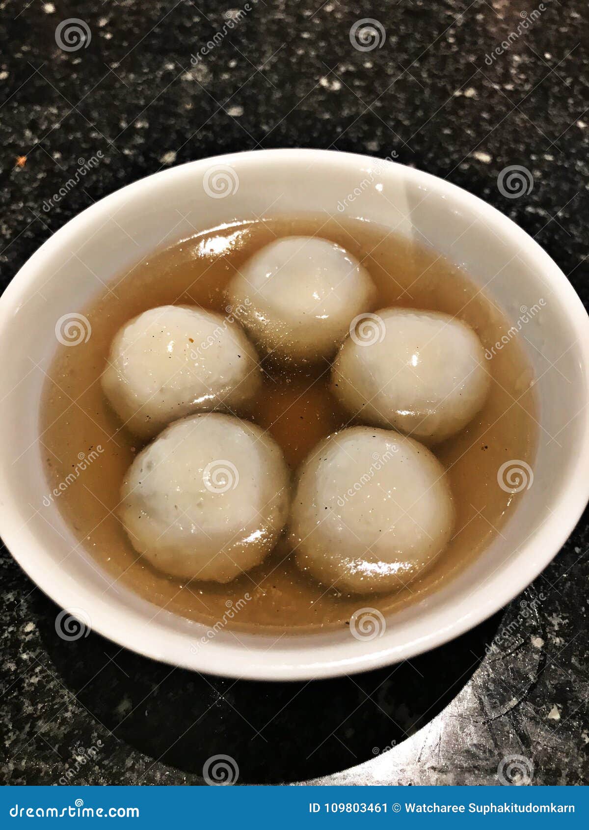Black Sesame Dumplings in Ginger Tea. Stock Image - Image of ready ...