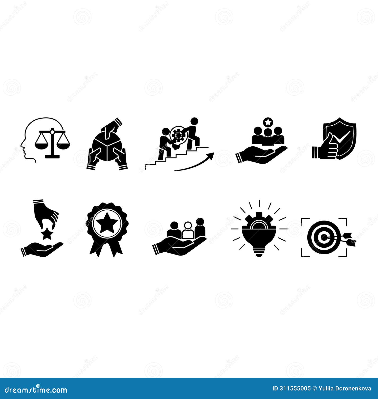Commitment To Innovation Icons Set Outline Vector. Passion Trust Vector ...