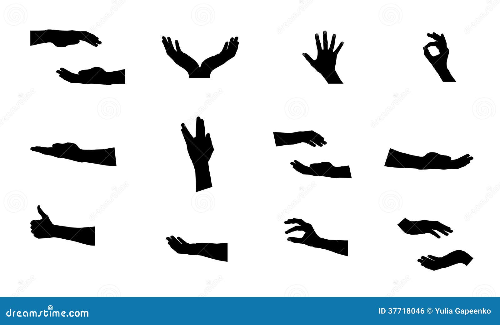 Black Set of Hand. Vector Illustration Stock Vector - Illustration of ...