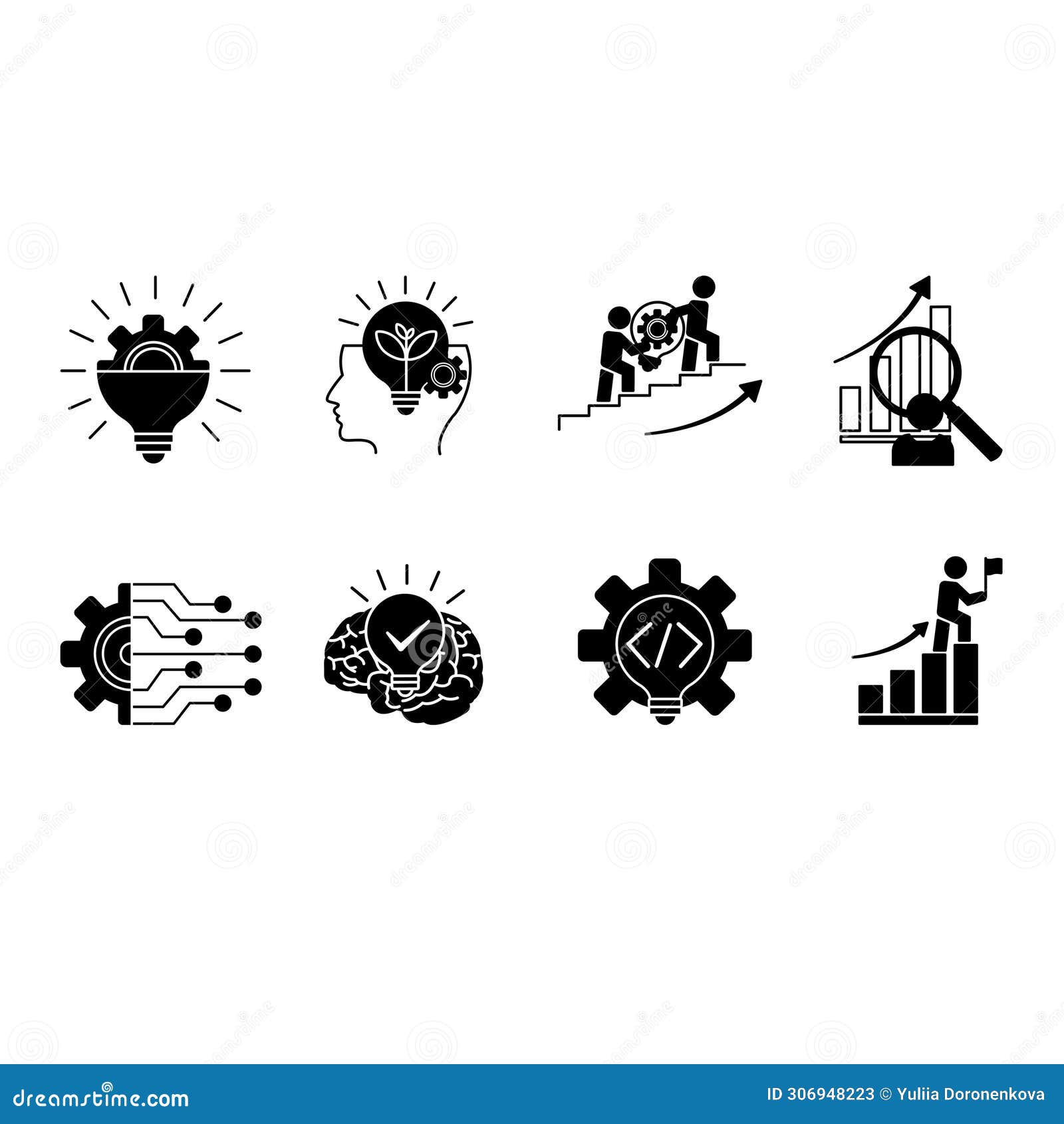 Black Set of Innovation Icons. Stock Vector - Illustration of ...