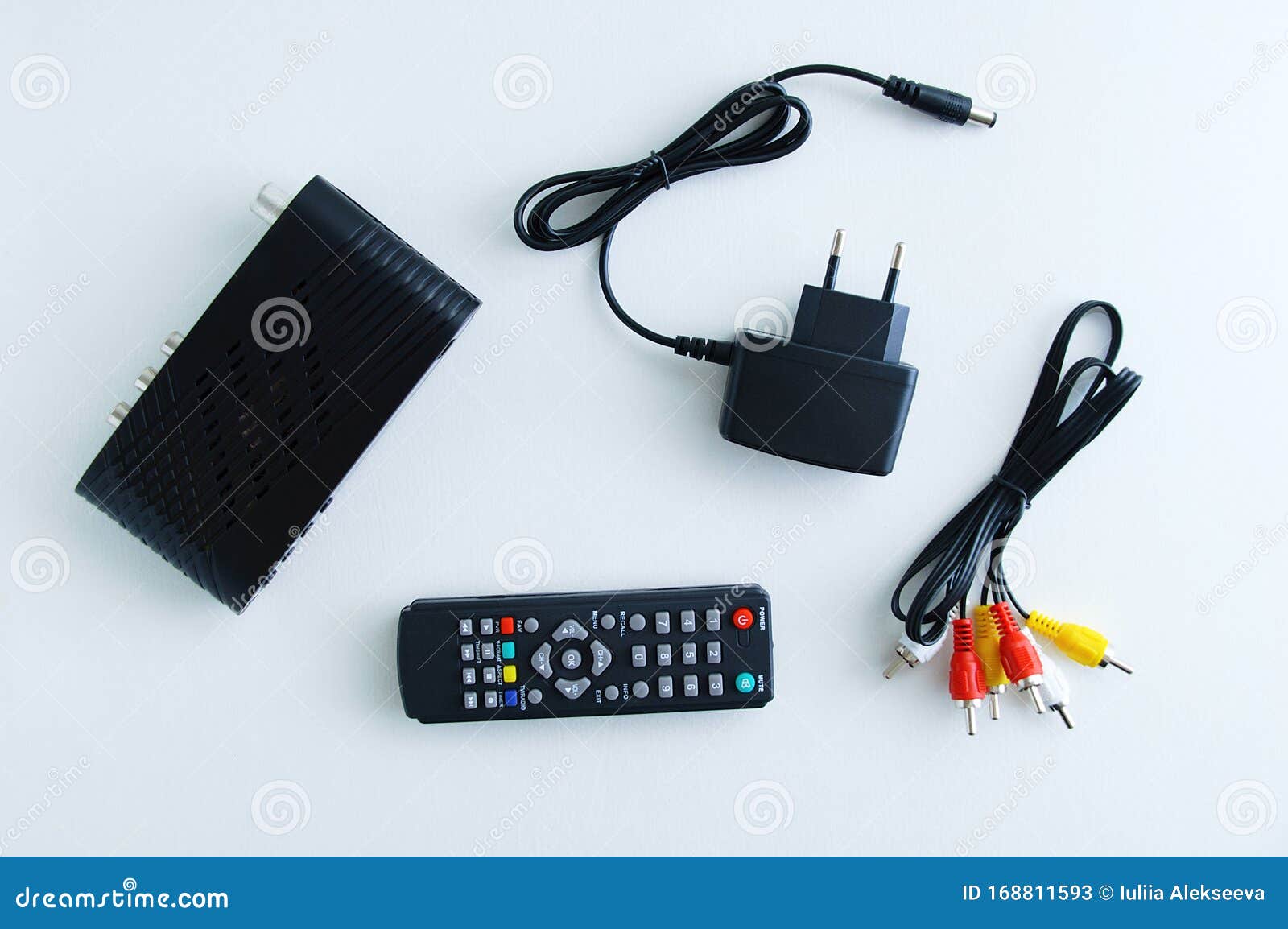 Black Set-top Box for Digital Television, Control Panel, Euro Plug for ...