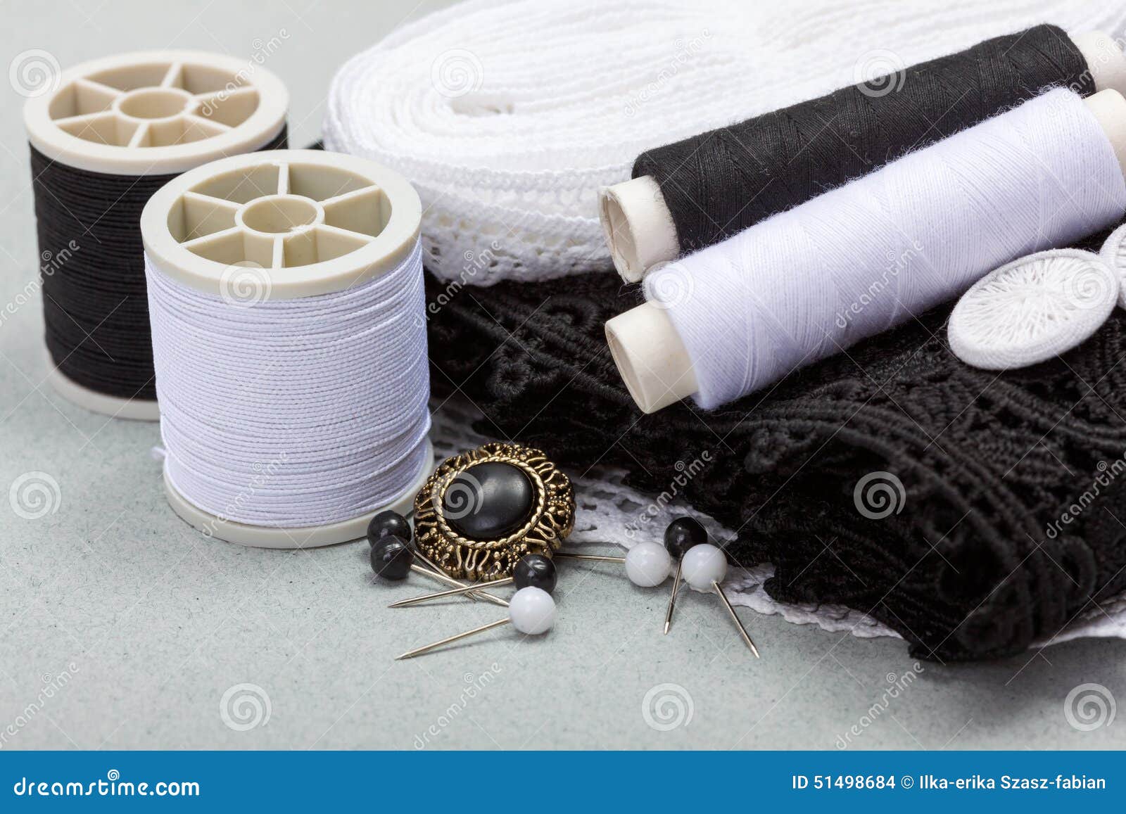 Black sewing kit stock photo. Image of cotton, accessories - 51498684