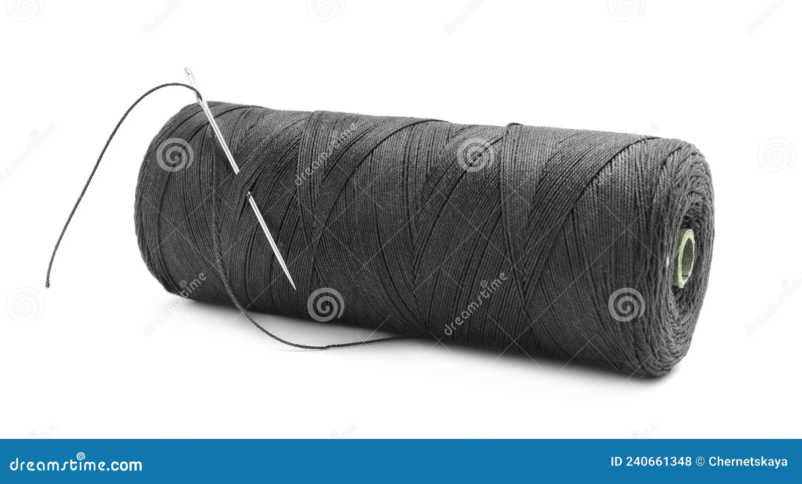 Black Sewing Thread with Needle on White Background Stock Photo - Image ...