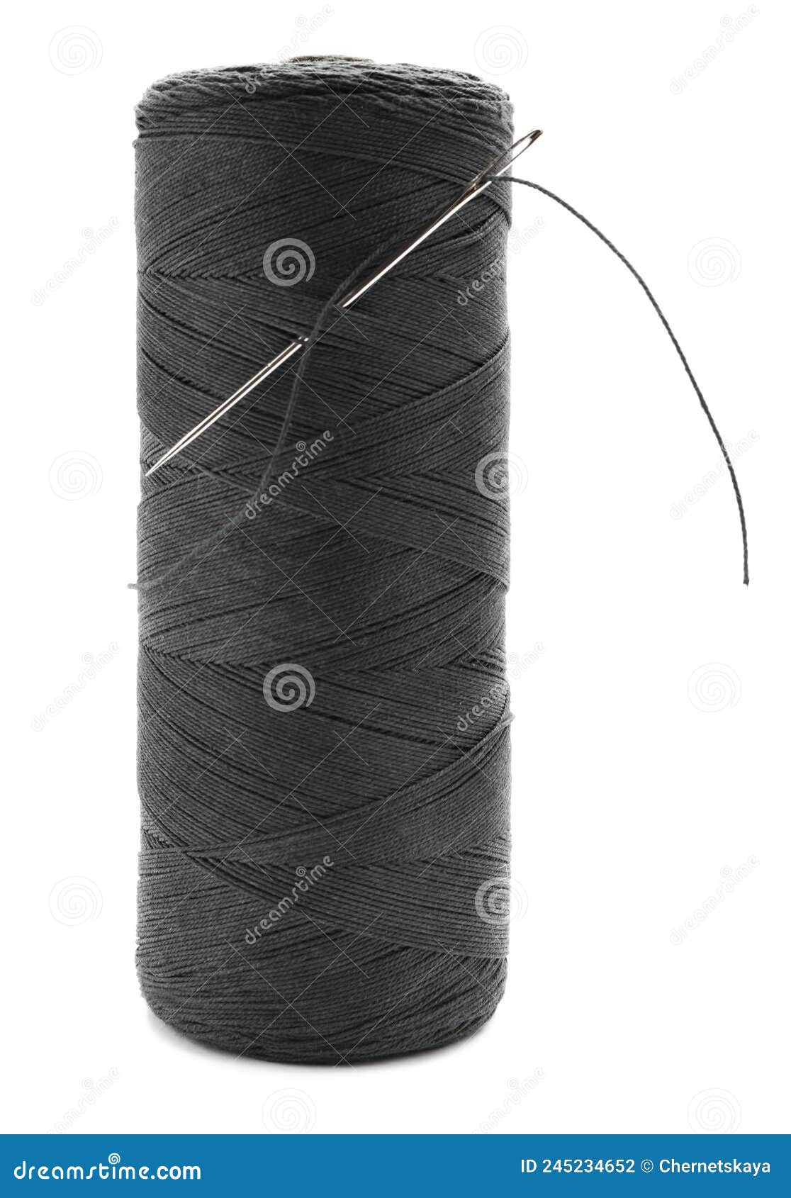 Black Sewing Thread with Needle on White Background Stock Photo - Image ...