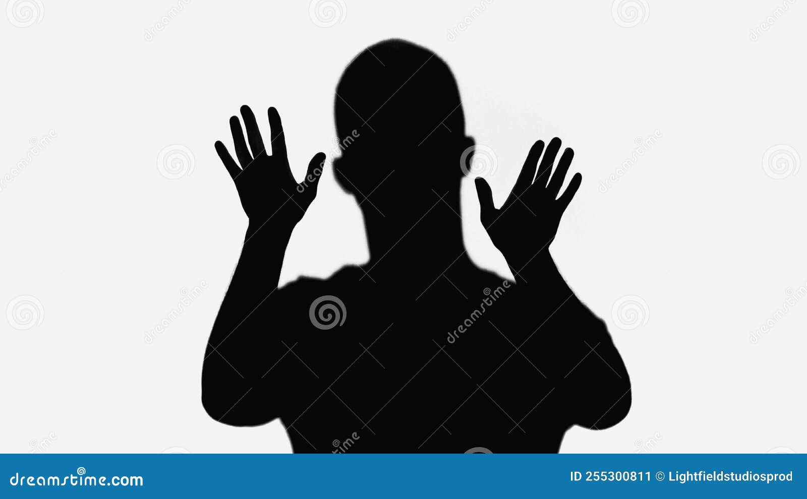 Black Shadow of Man Waving Hands Stock Image - Image of salute, white ...
