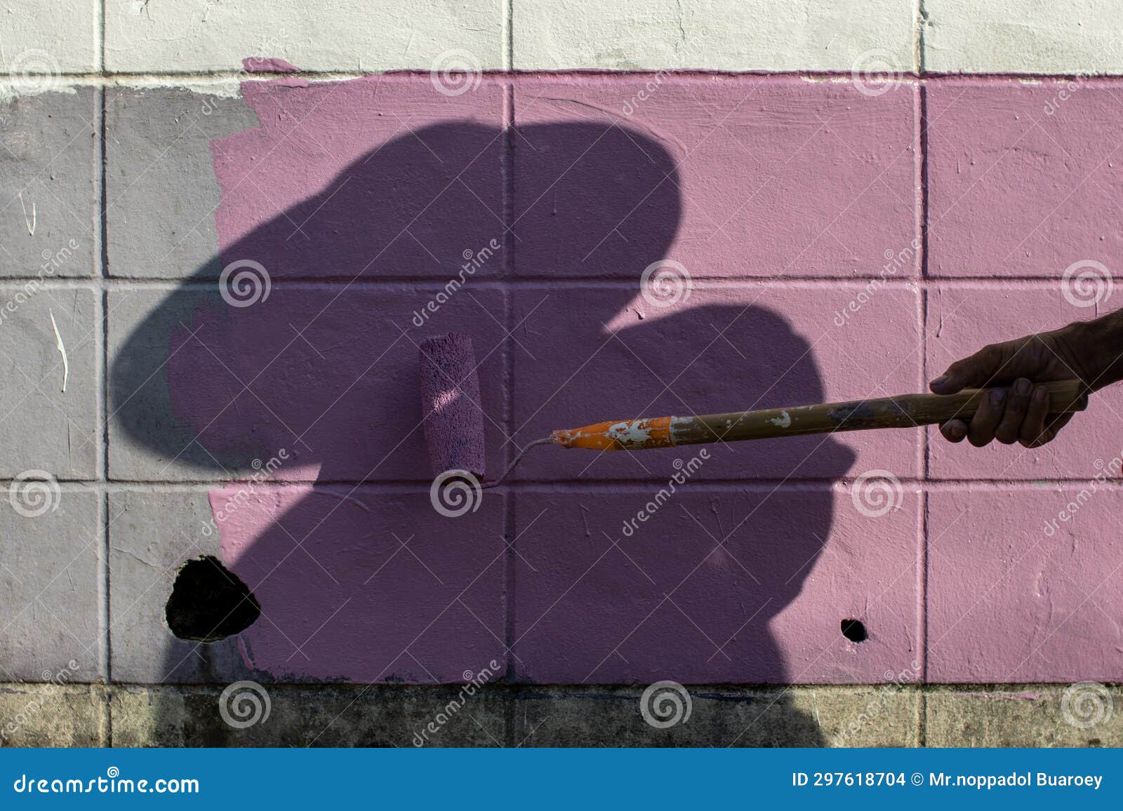 Black Shadow of the Painter on the Wall Stock Photo - Image of ...