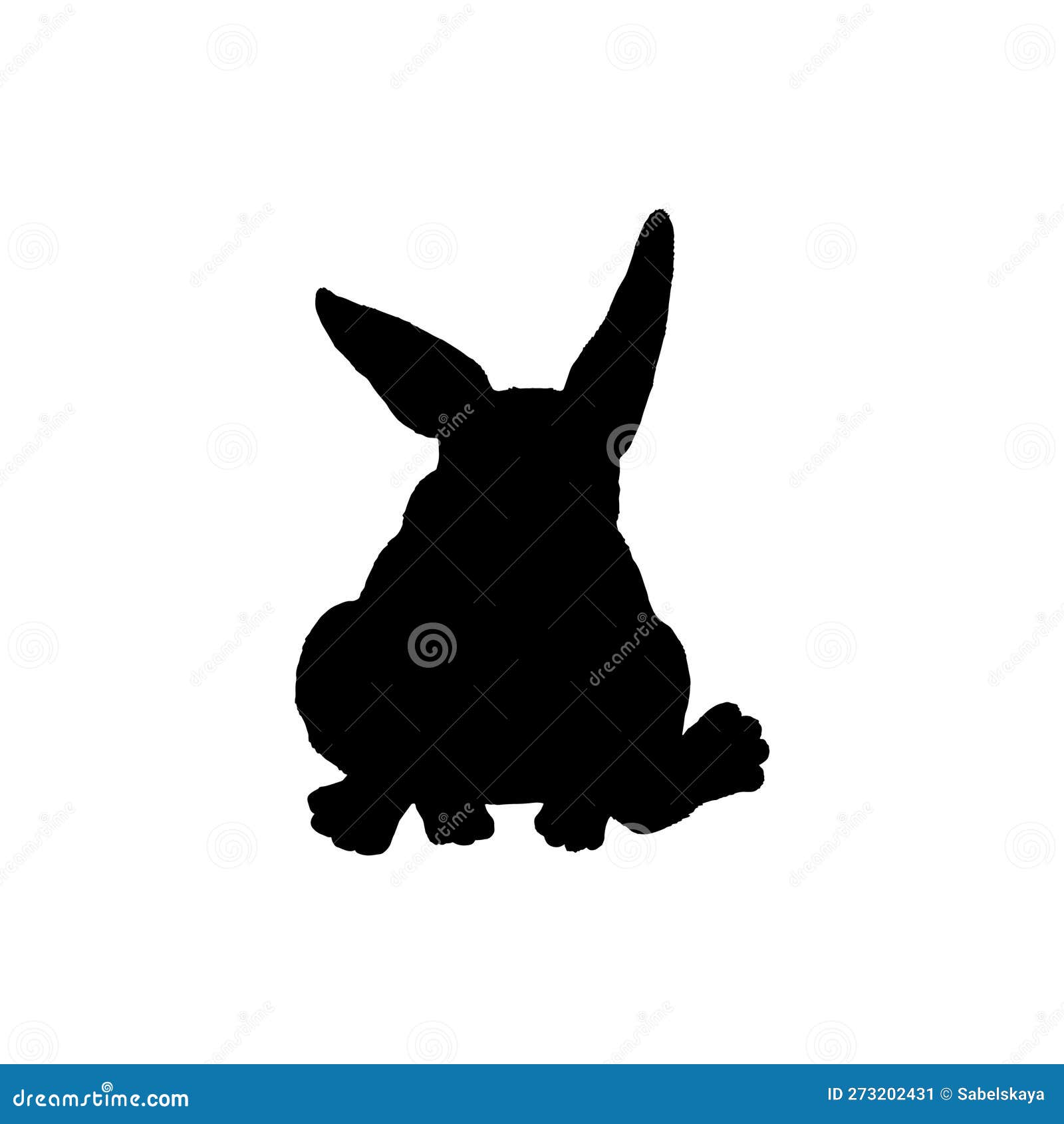 Black Shadow Silhouette of Fluffy Rabbit or Hare Vector Illustration ...