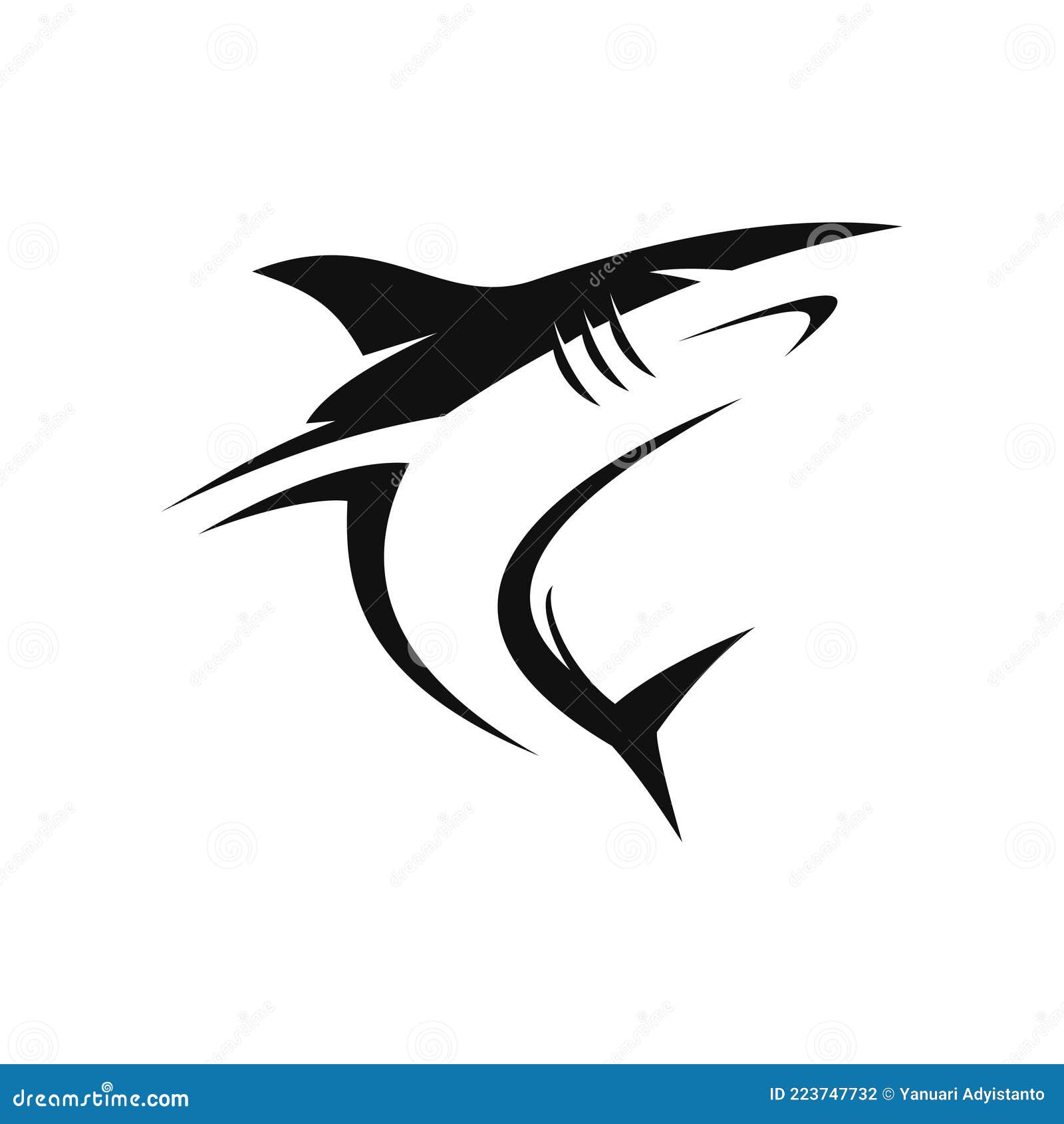 Black shark vetor logo stock vector. Illustration of logo - 223747732