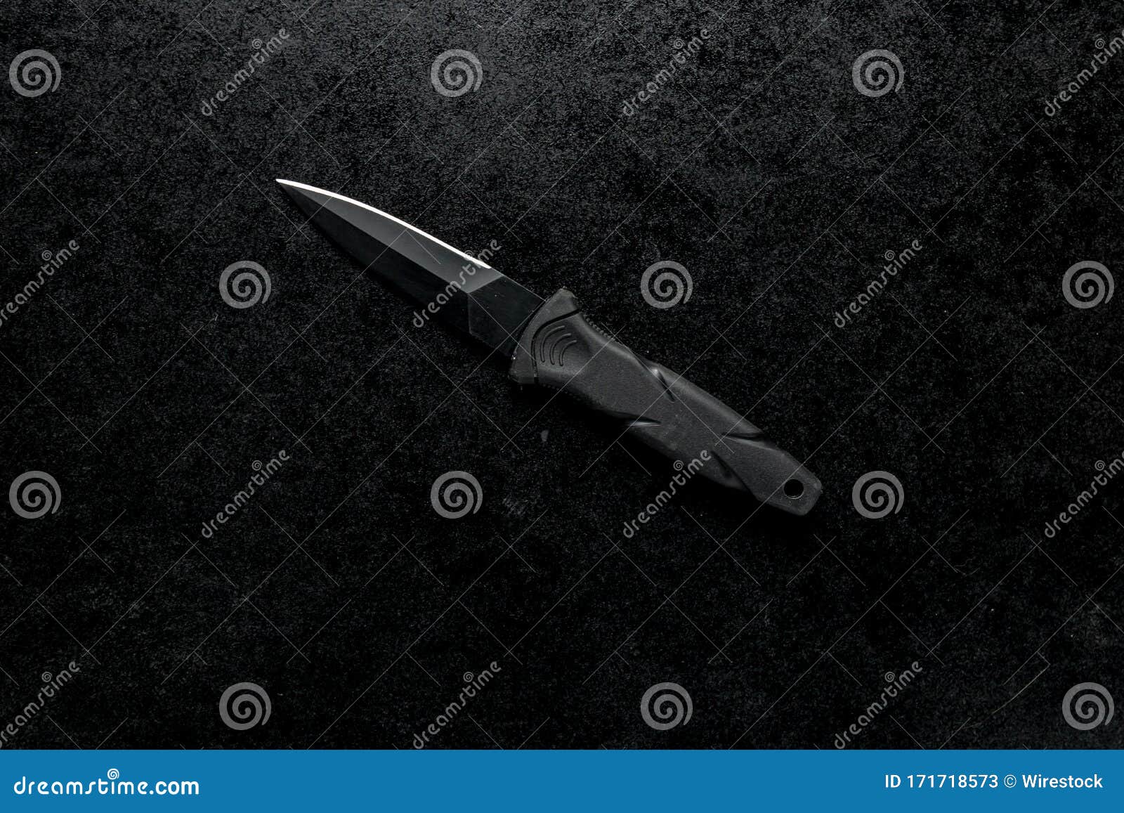 Black Sharp Small Knife with Black Handle Stock Image - Image of fork ...