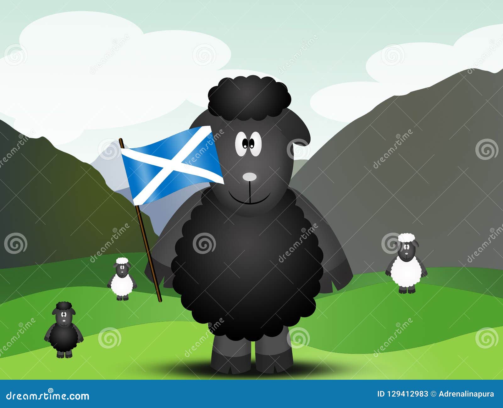 Black Sheep with the Flag of Scotland Stock Illustration - Illustration ...