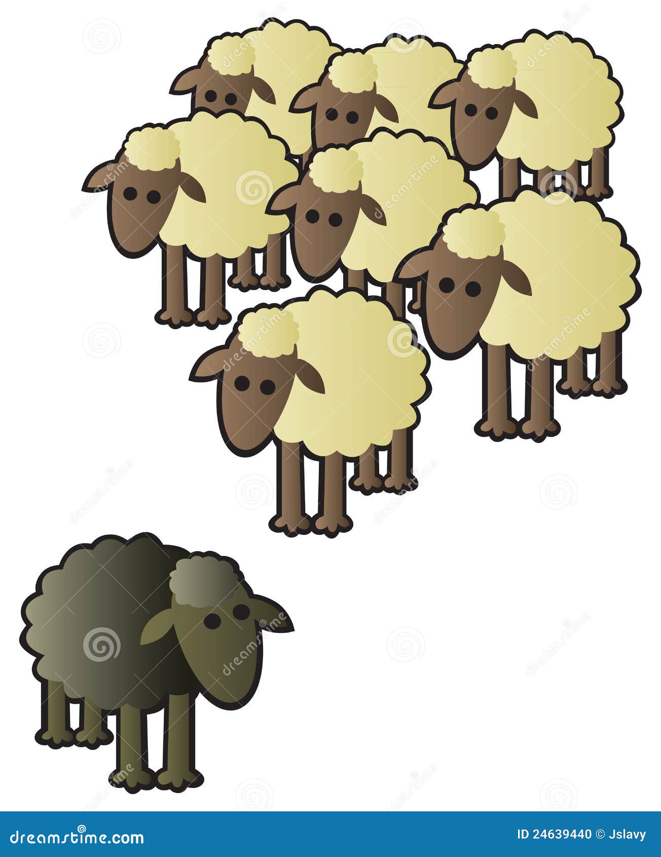 Black Sheep and Flock stock vector. Illustration of farm - 24639440