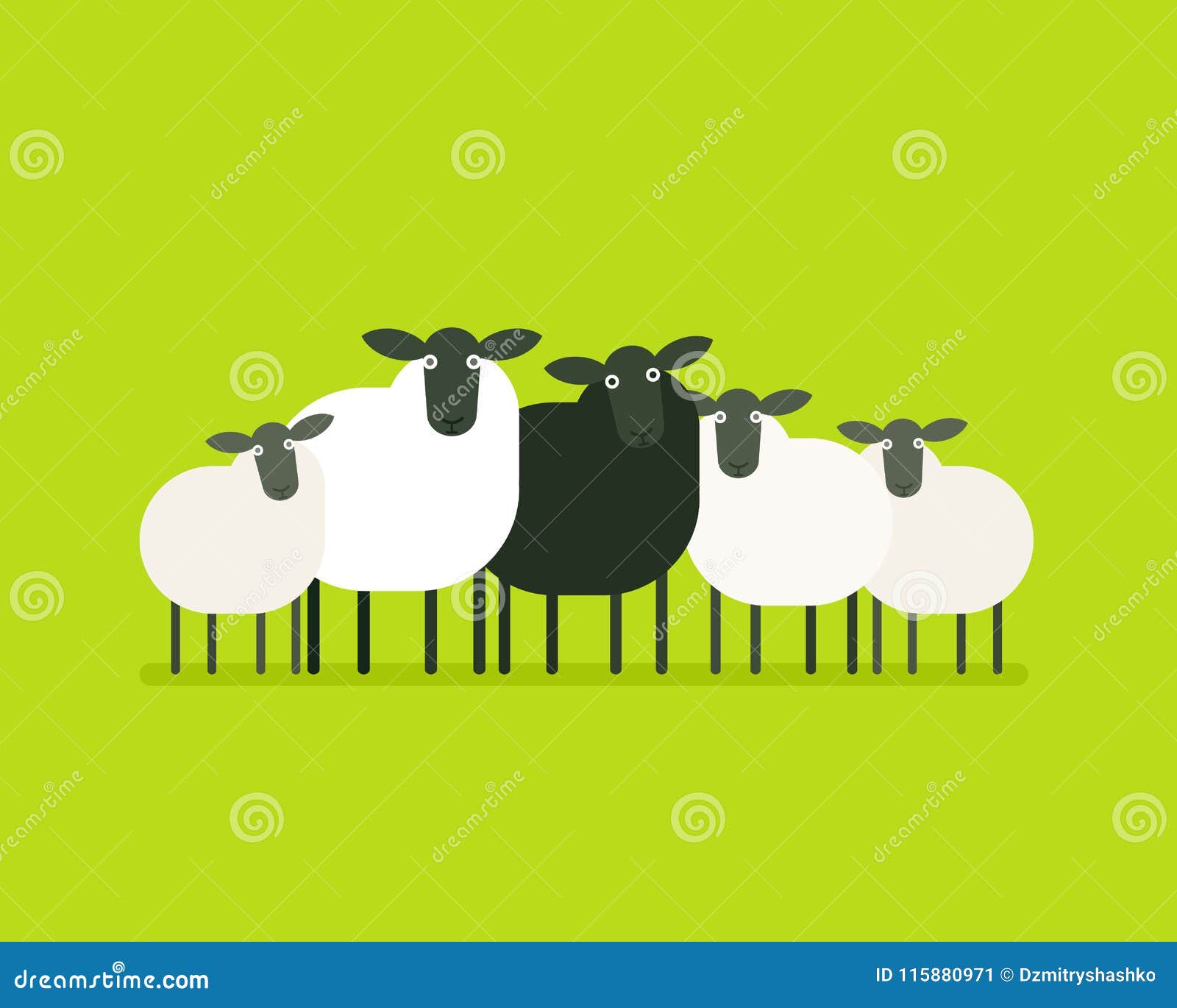 Black sheep in the herd stock vector. Illustration of agriculture ...