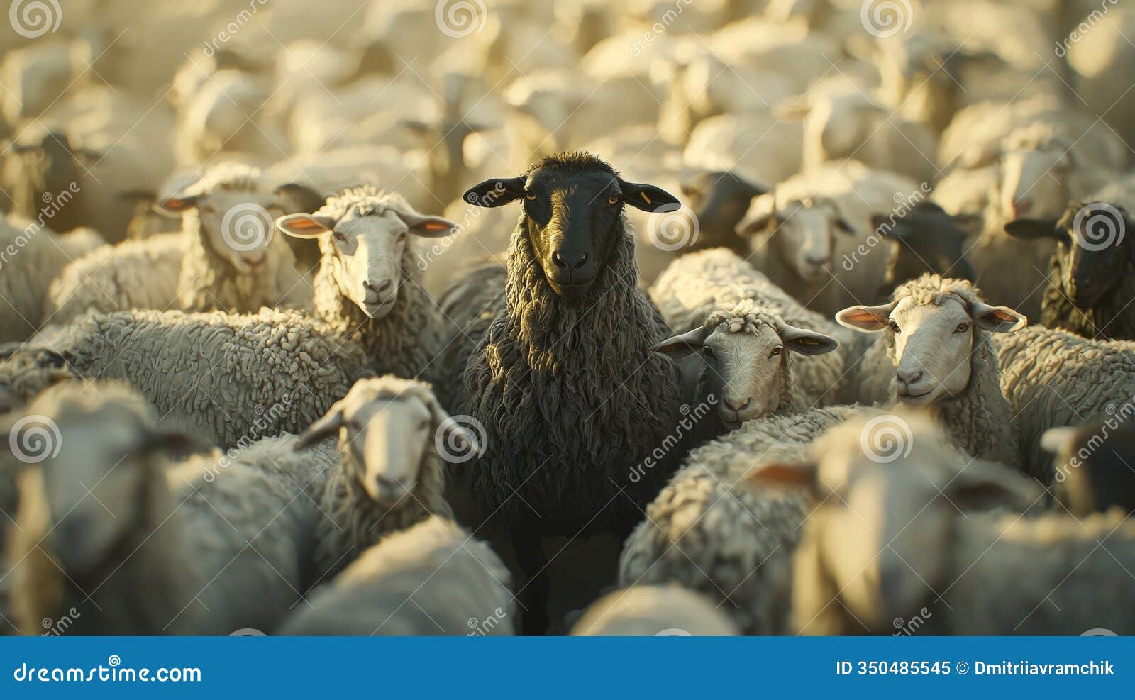 The Black Sheep Stands Out among the White Sheep, Symbolizing an ...