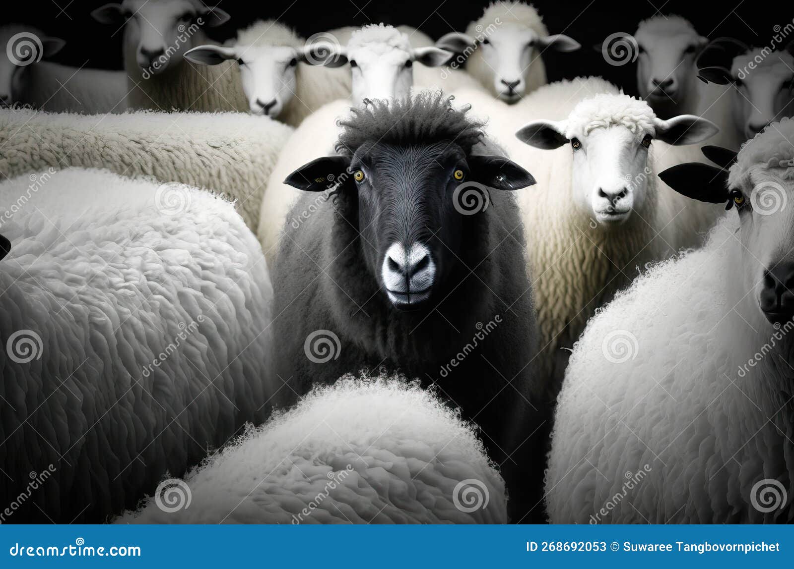 A Black Sheep Surround with Normal White Sheep Metaphor To Be ...