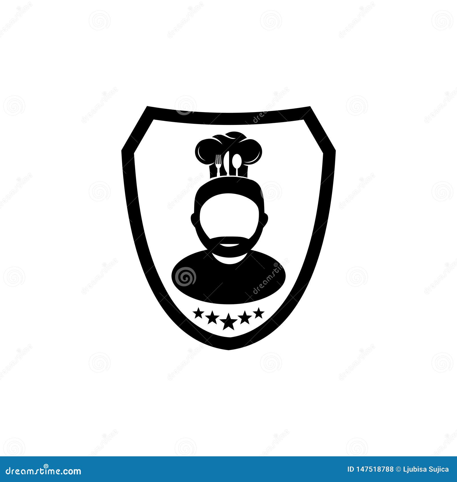 Black Shield Chef Logo Icon Stock Illustration - Illustration of food ...