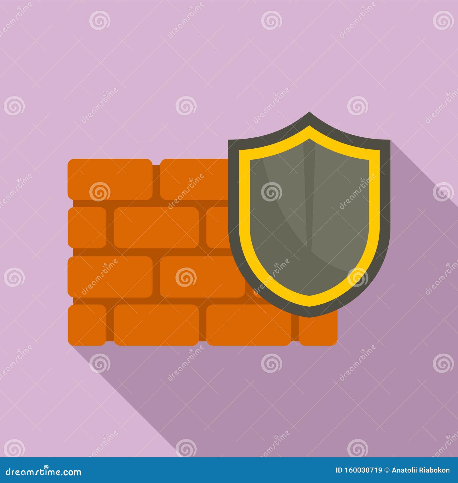 Black Shield Firewall Icon, Flat Style Stock Vector - Illustration of ...