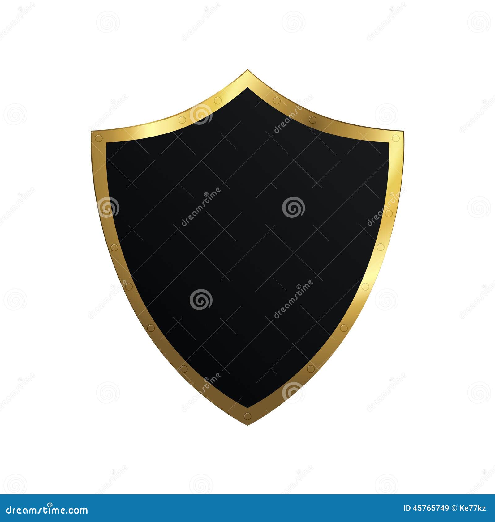 Black Shield with Gold Riveted Border. Stock Illustration ...