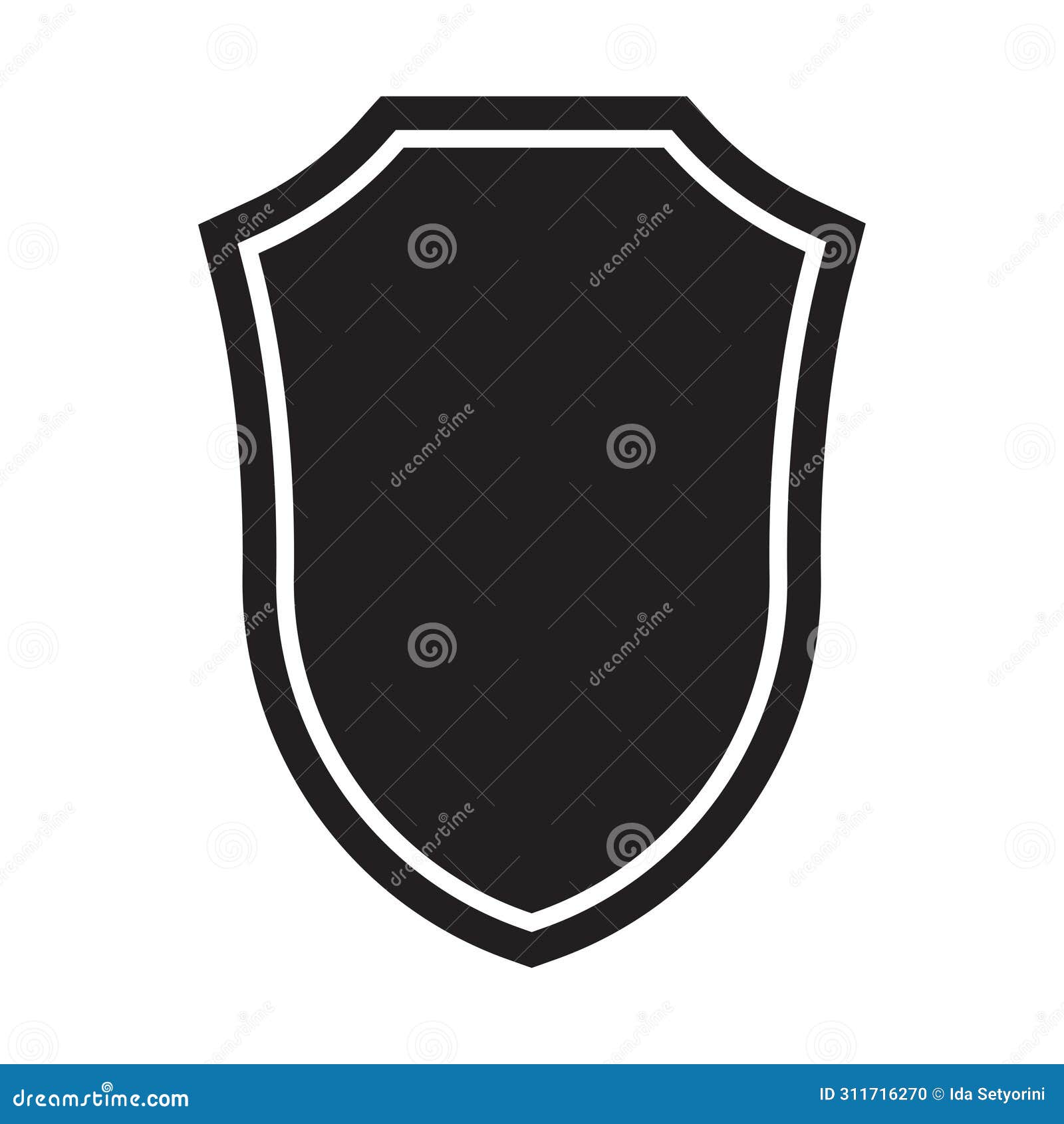 Black Shield Icon with Curved Side Frame at the Bottom, Vector Stock ...