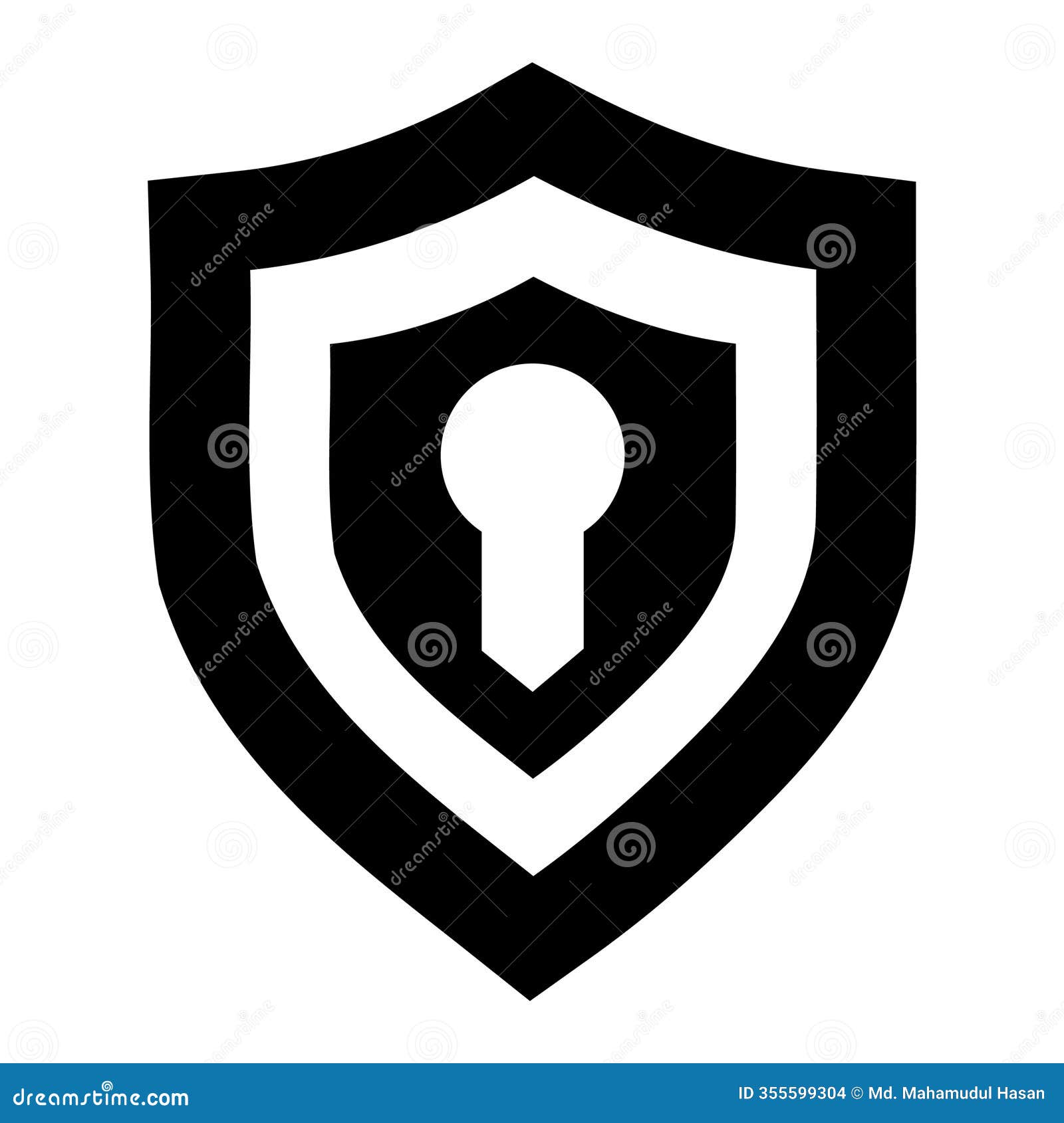 Black Shield Icon Keyhole Security Privacy Safe Lock Data Bold White ...