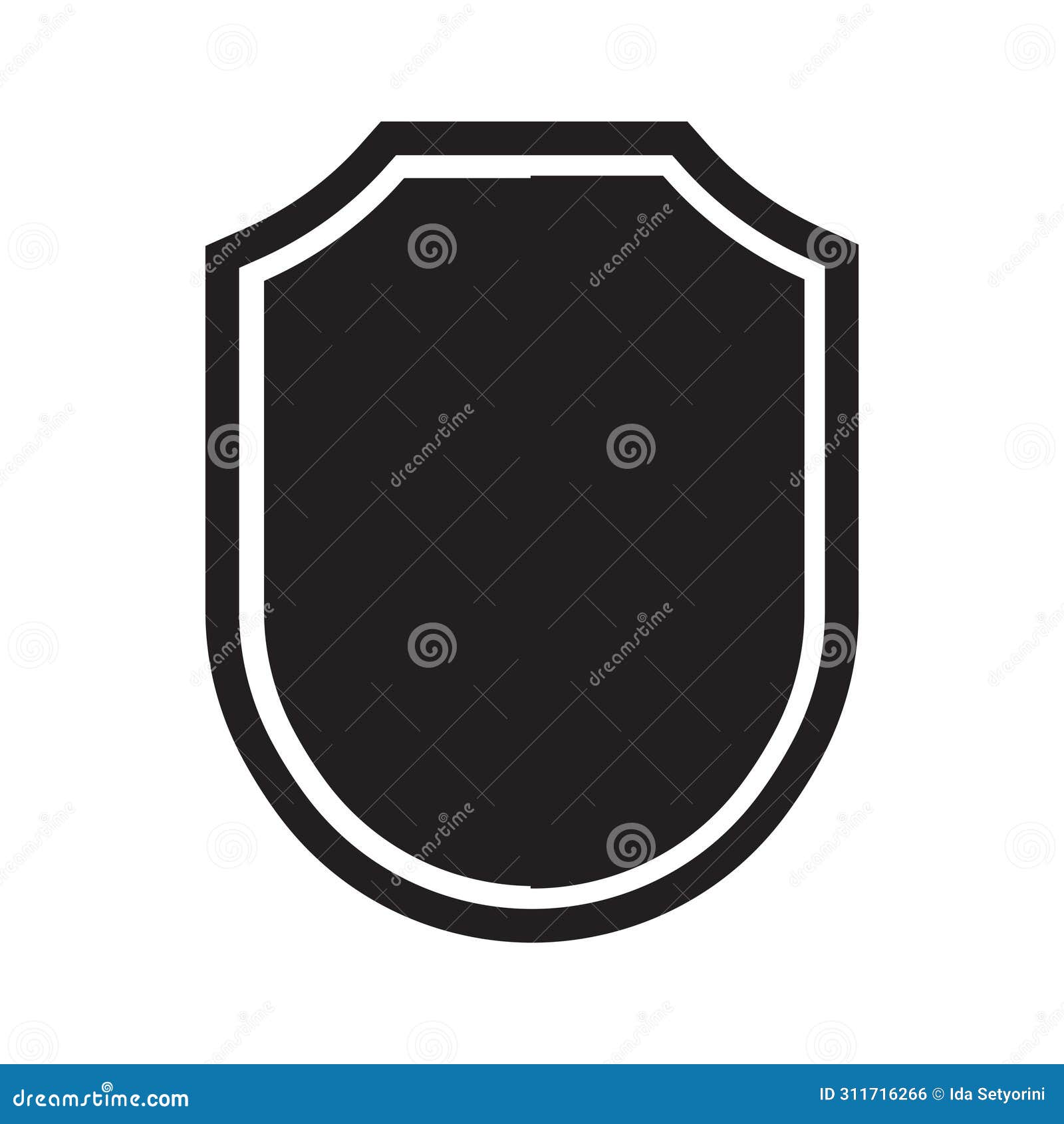 Black Shield Icon with Round Bottom Frame Vector Stock Illustration ...