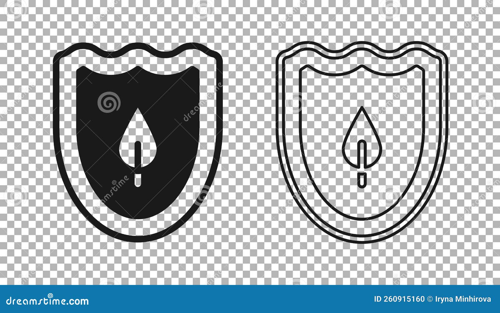 Black Shield with Leaf Icon Isolated on Transparent Background. Eco-friendly Security Shield ...