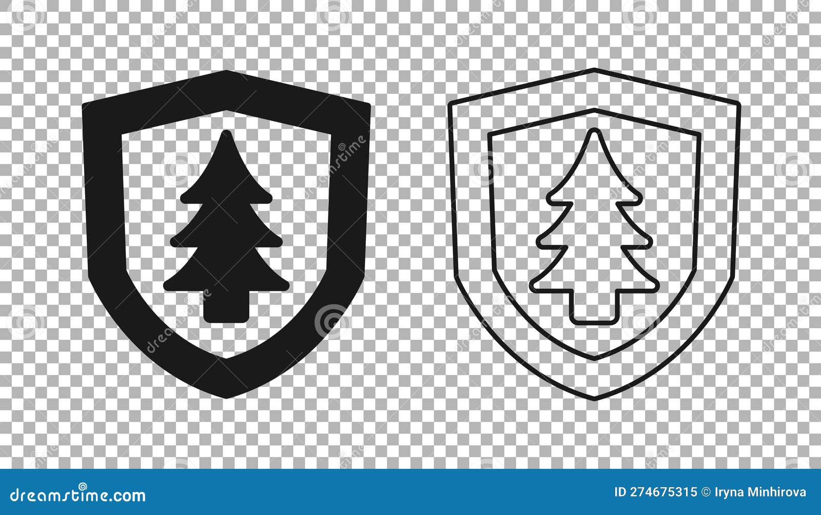 Black Shield with Tree Icon Isolated on Transparent Background. Eco ...