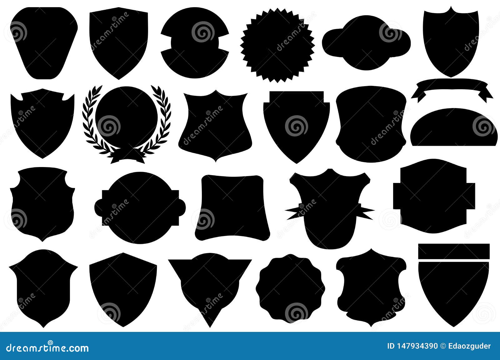 Black Shields Set, Shield Pattern Stock Illustration - Illustration of ...