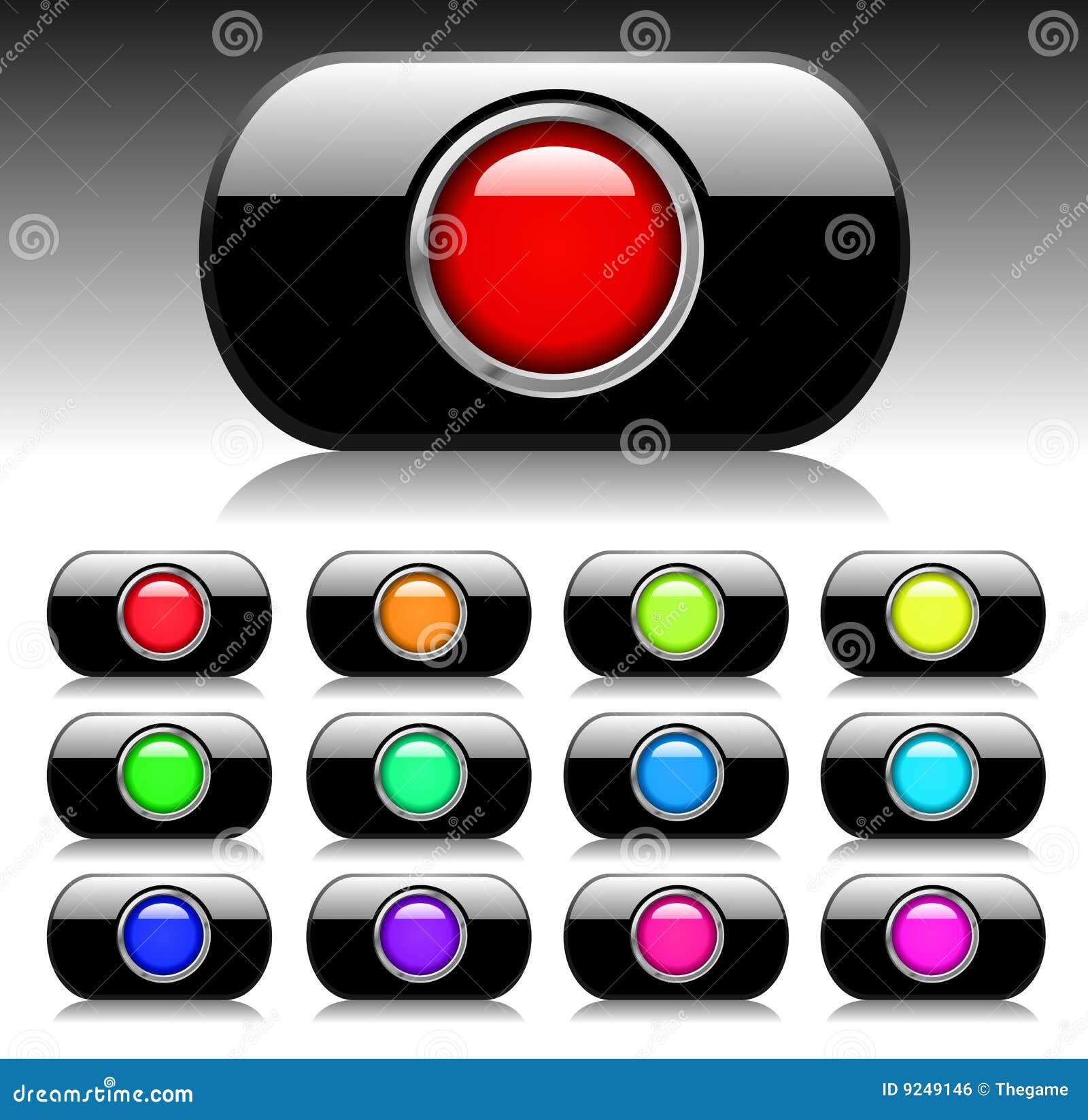 Black Shiny Button Set stock vector. Illustration of graphic - 9249146