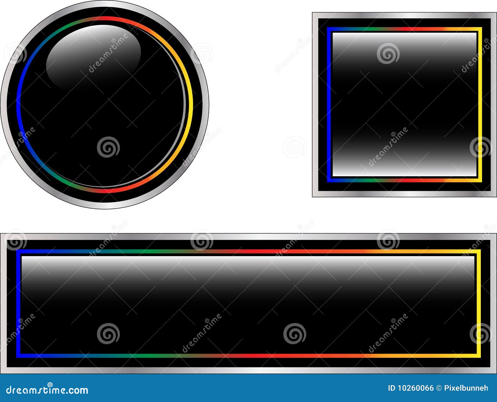 Black Shiny Buttons or Icons Stock Vector - Illustration of reflective ...