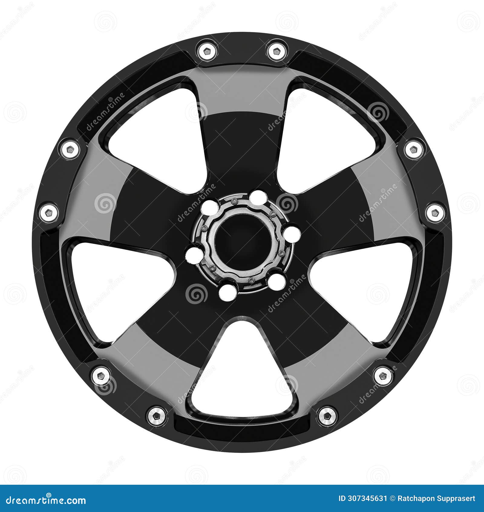 Black Shiny Car Wheel Isolated on White Background with Clipping Path ...