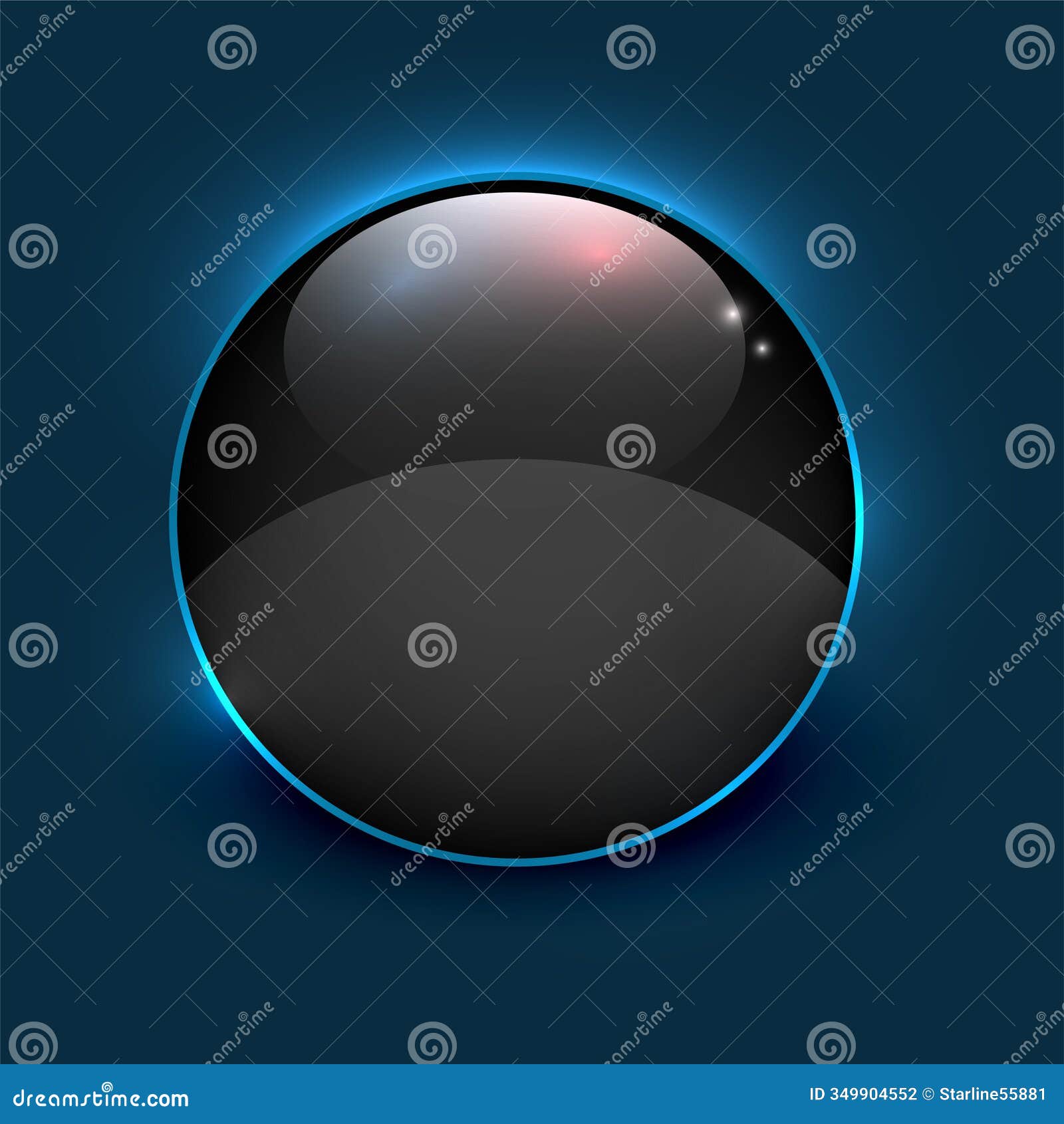 Black Shiny Mirror Circle Frame on Blue Background Stock Vector ...