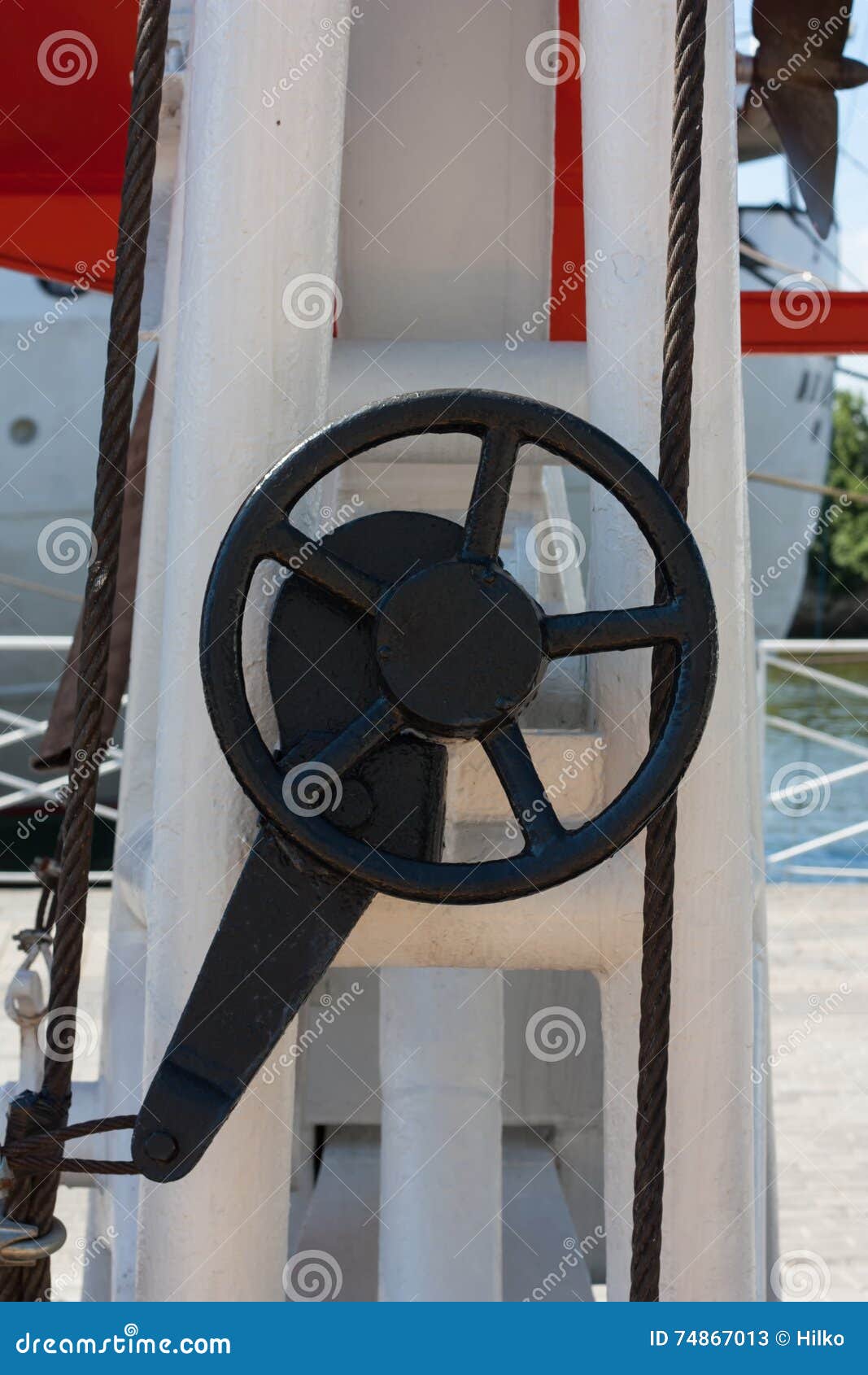 Marine Red Valve Hydrant, Part Of Fire Extinguishing System. Industrial ...