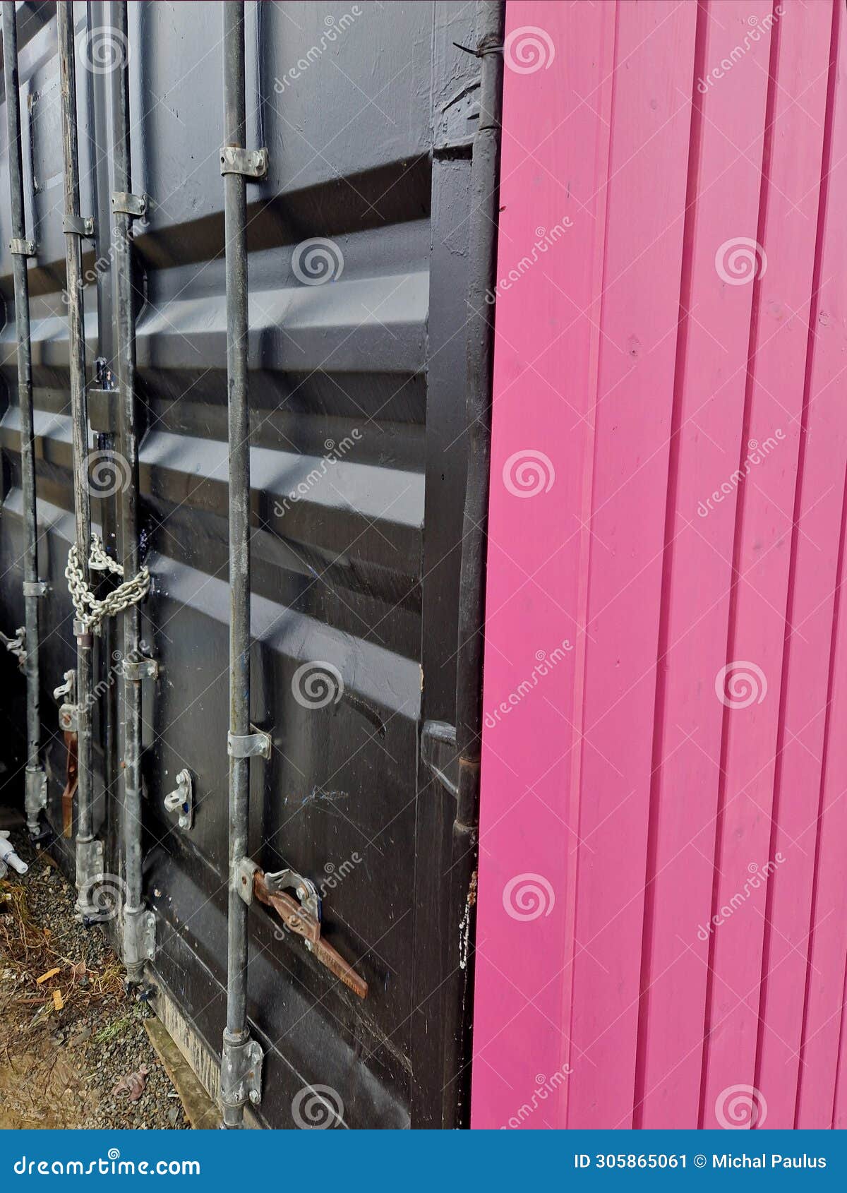 The Black Shipping Container Serves As a Folded Material. Stock Image ...
