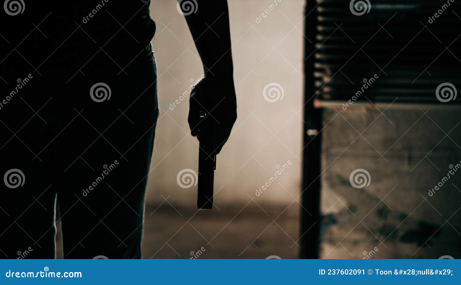 A Black-shirted Culprit with a Gun Breaks through the Door of Robber ...