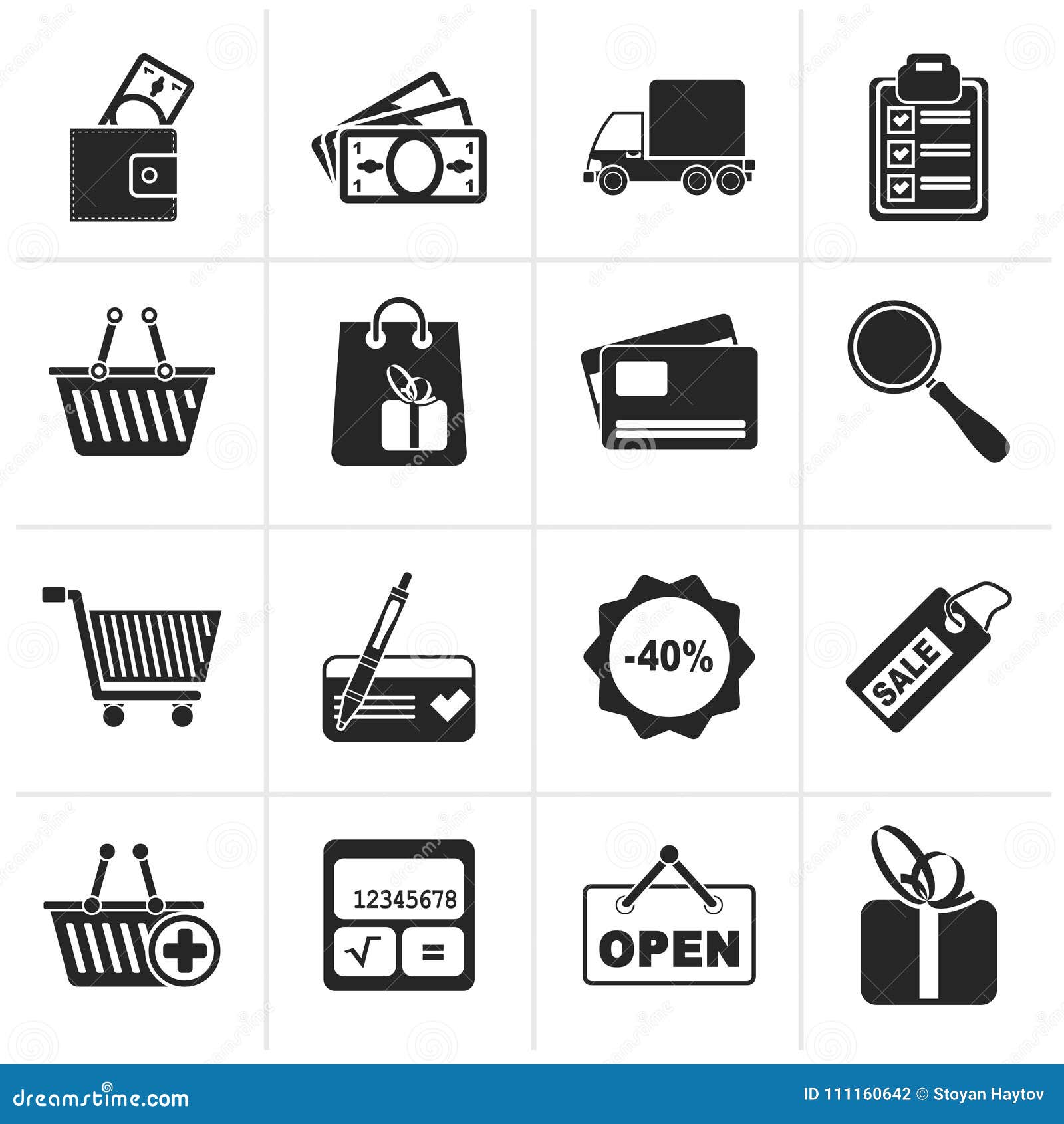 Black Shopping and Website Icons Stock Vector - Illustration of ...