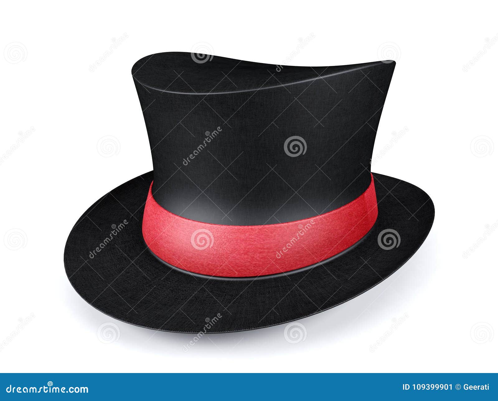 Black Short Top Hat with Red Ribbon Isolated on White Background Stock ...