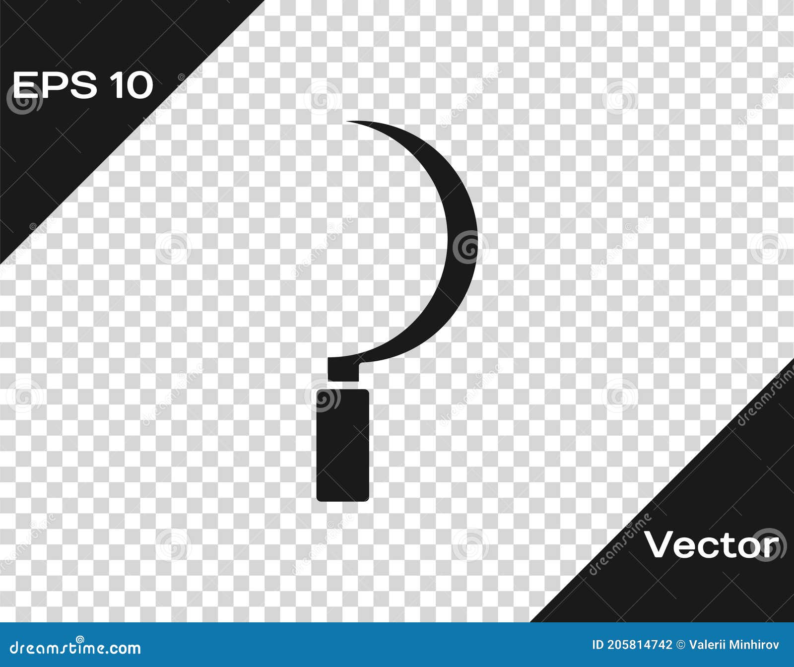 Black Sickle Icon Isolated on Transparent Background. Reaping Hook Sign ...