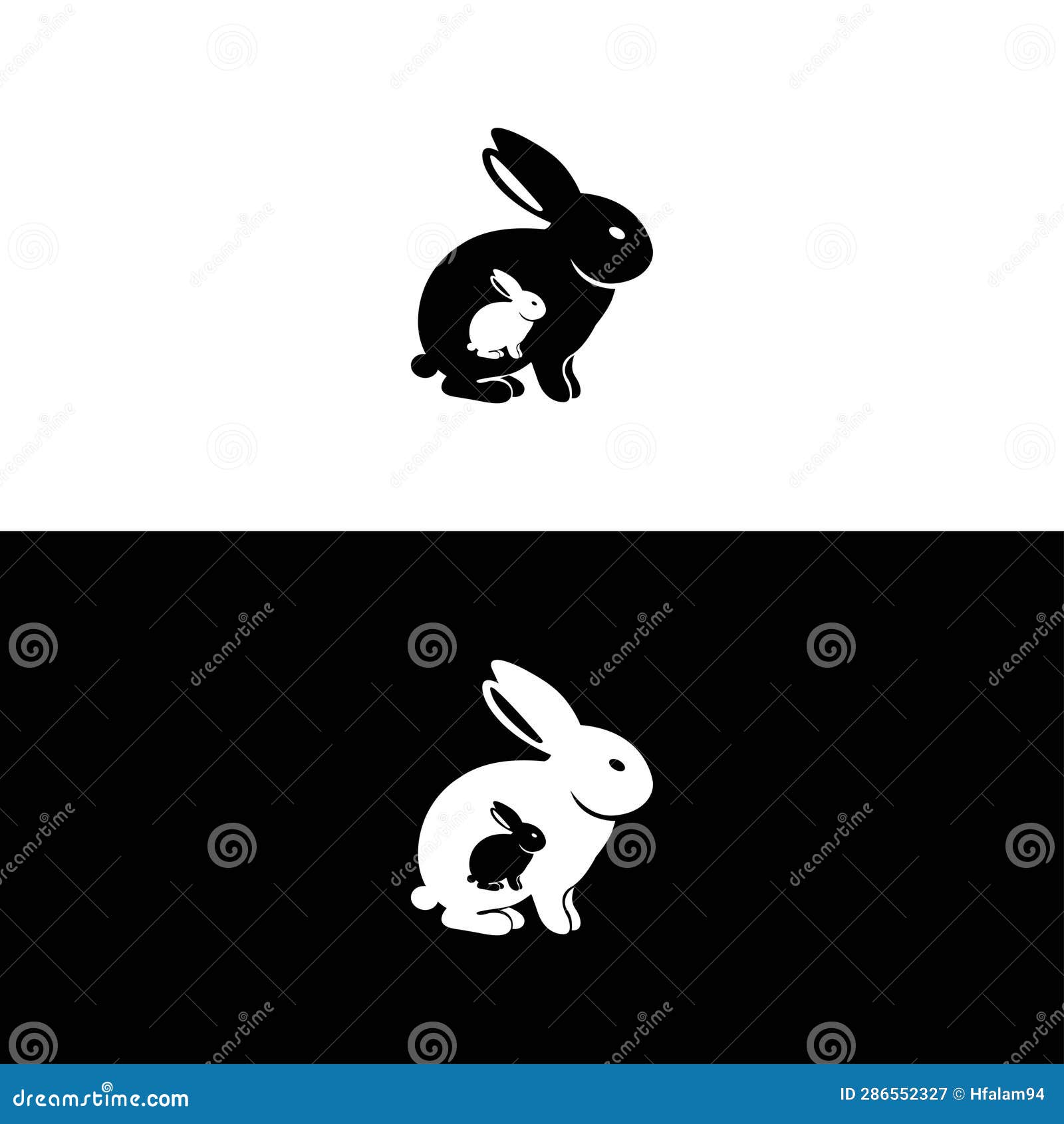Black Side Silhouette of a Rabbit Isolated on White Background. Vector ...