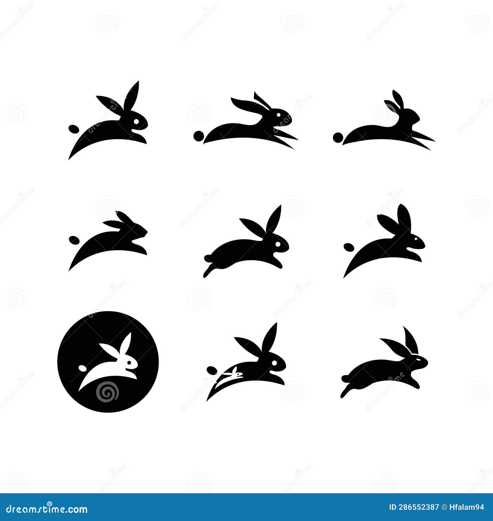Black Side Silhouette of a Rabbit Isolated on White Background. Vector ...