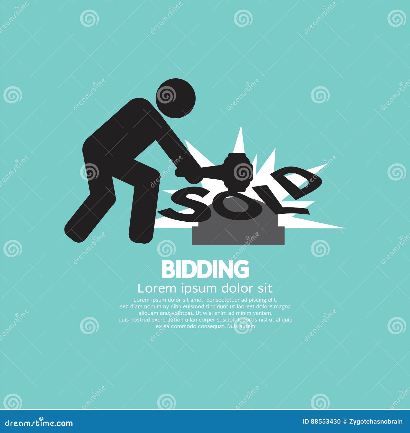 Black Sign Bidding Sold Vector Stock Vector - Illustration of vector ...