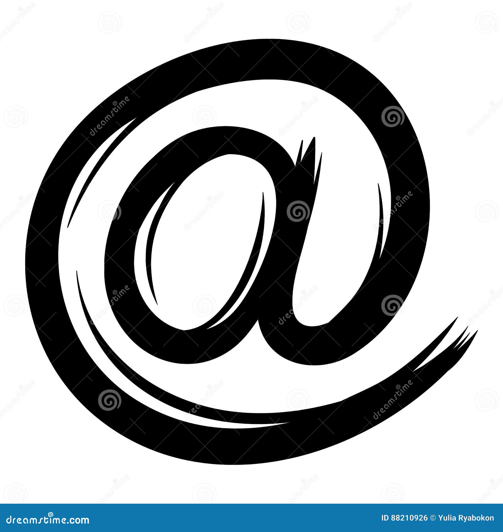 Black at sign icon cartoon stock vector. Illustration of connection ...