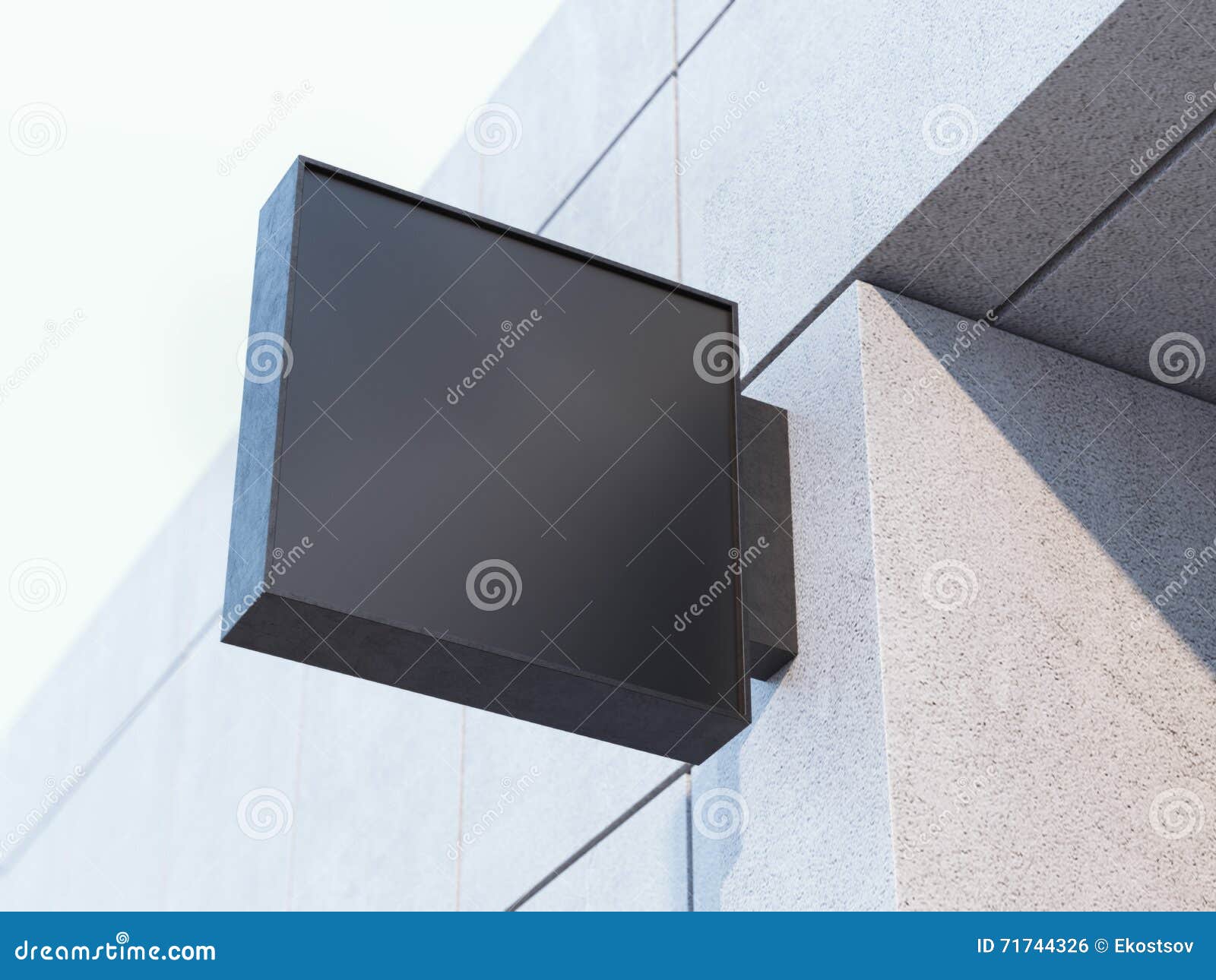 Black Signboard on the Office Building. 3d Rendering Stock Photo ...