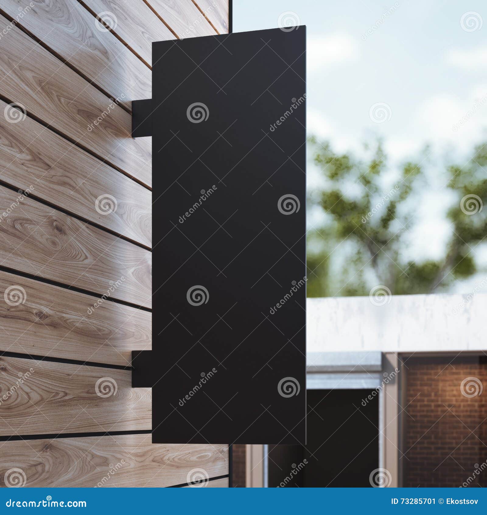 Black Signboard on the Wall. 3d Rendering Stock Illustration ...