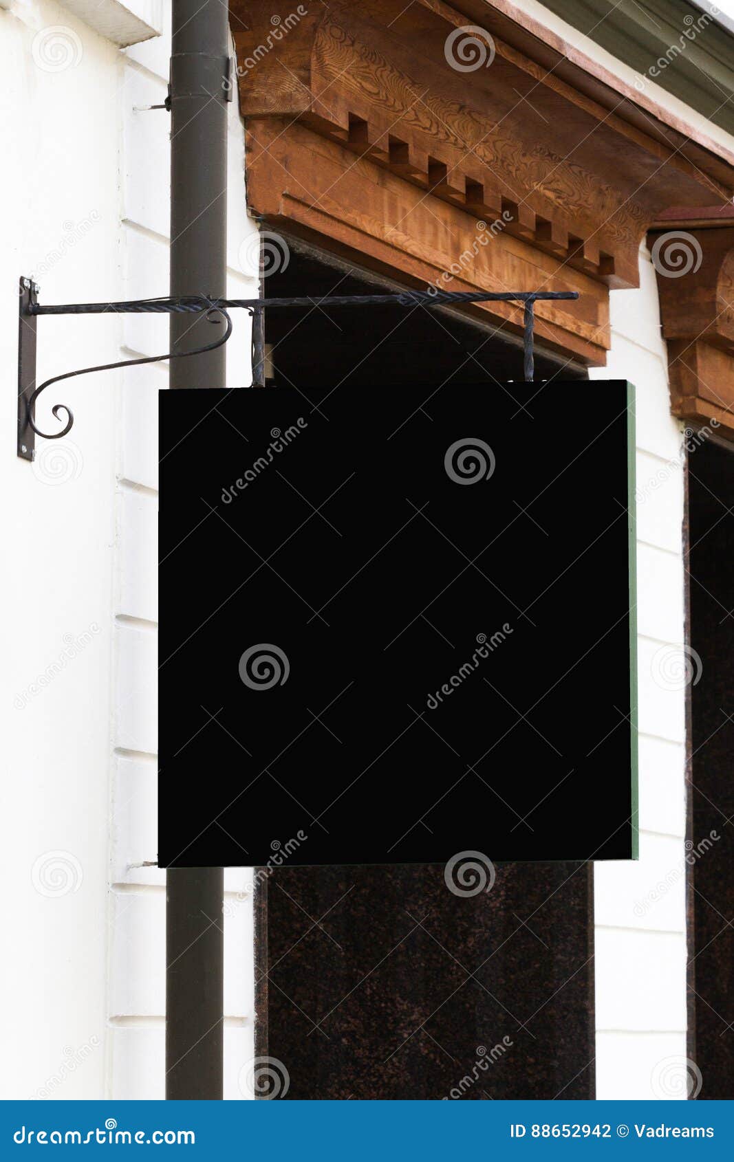 Black Signboard on Wall. Square Shape Mock Up. Stock Photo - Image of ...