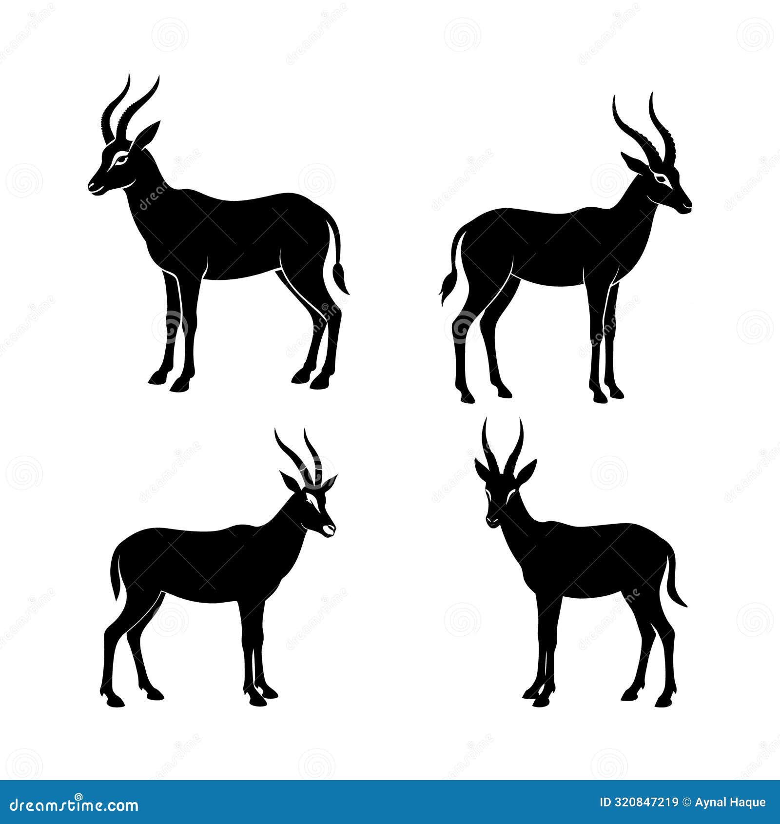 Black Silhouette of Arabian Oryx Vector Stock Vector - Illustration of ...