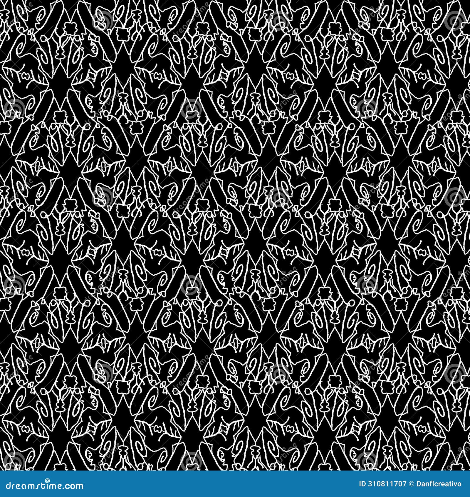 Black Silhouette Artistic Hand Draw Symbol Motif Pattern Stock Image ...